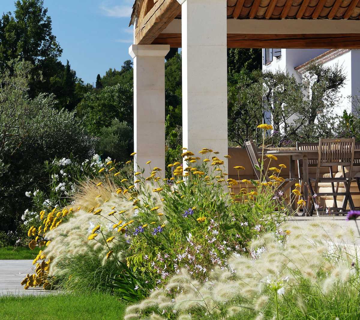 Landscaping of a provencal panoramic view point garden