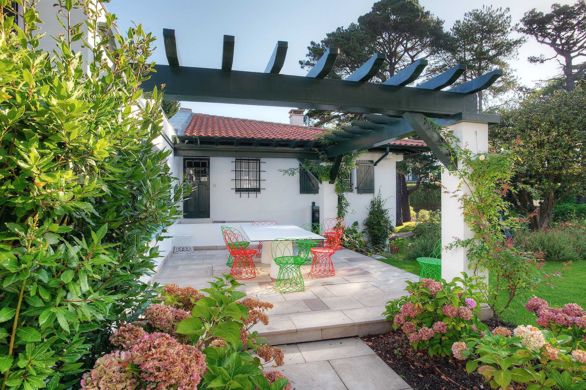 Landscaping around a basque house